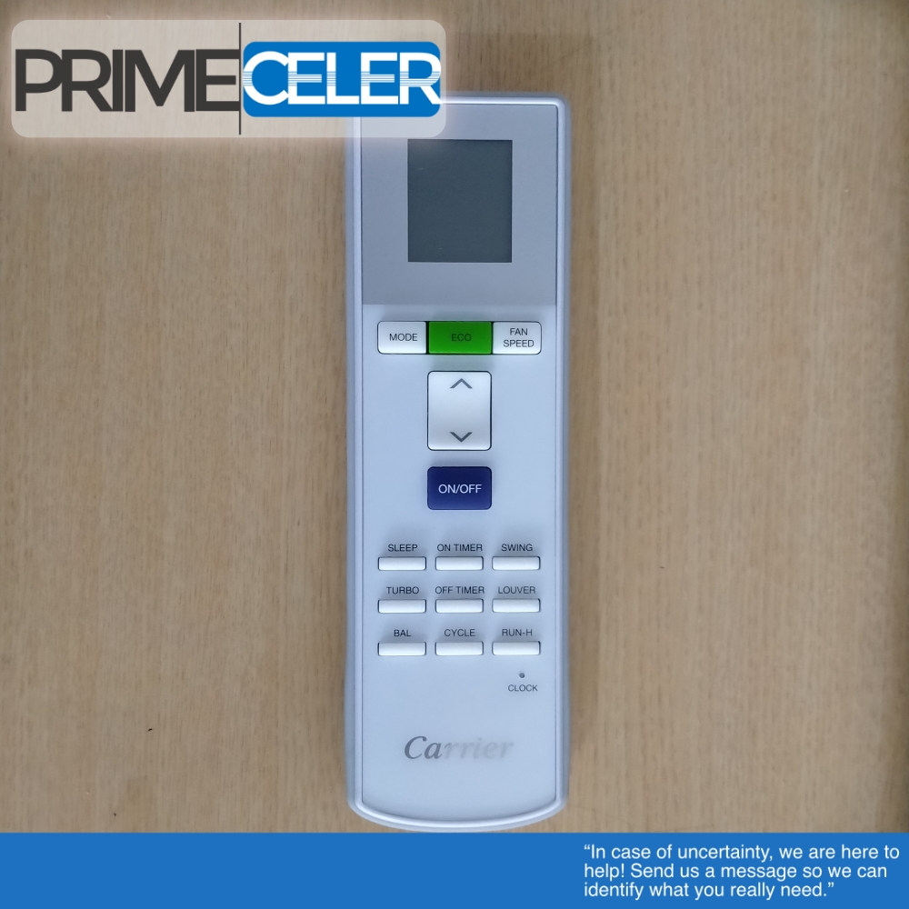 Remote Control for Aircon Carrier Model No. WCARH09, 012 and 19EEV ...