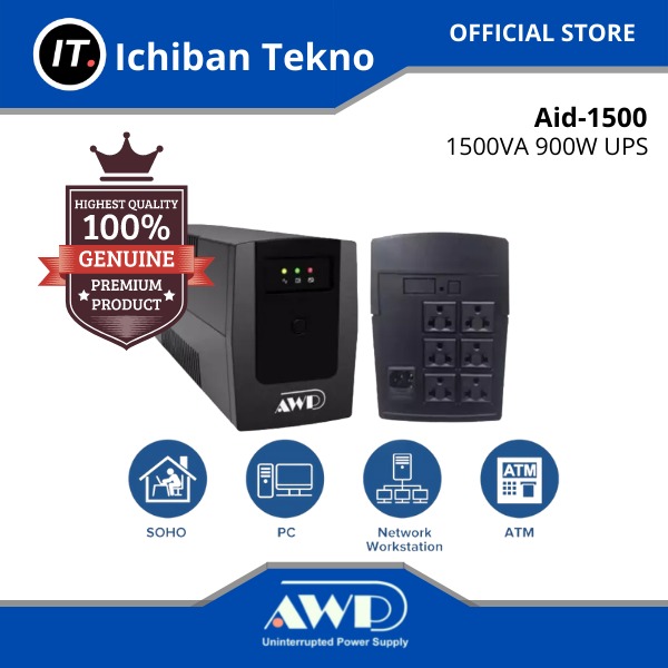 Awp Aid1500/2000 Line Interactive 900W/1200W UPS with Built-in AVR 6x US Standard Socket | Lazada PH