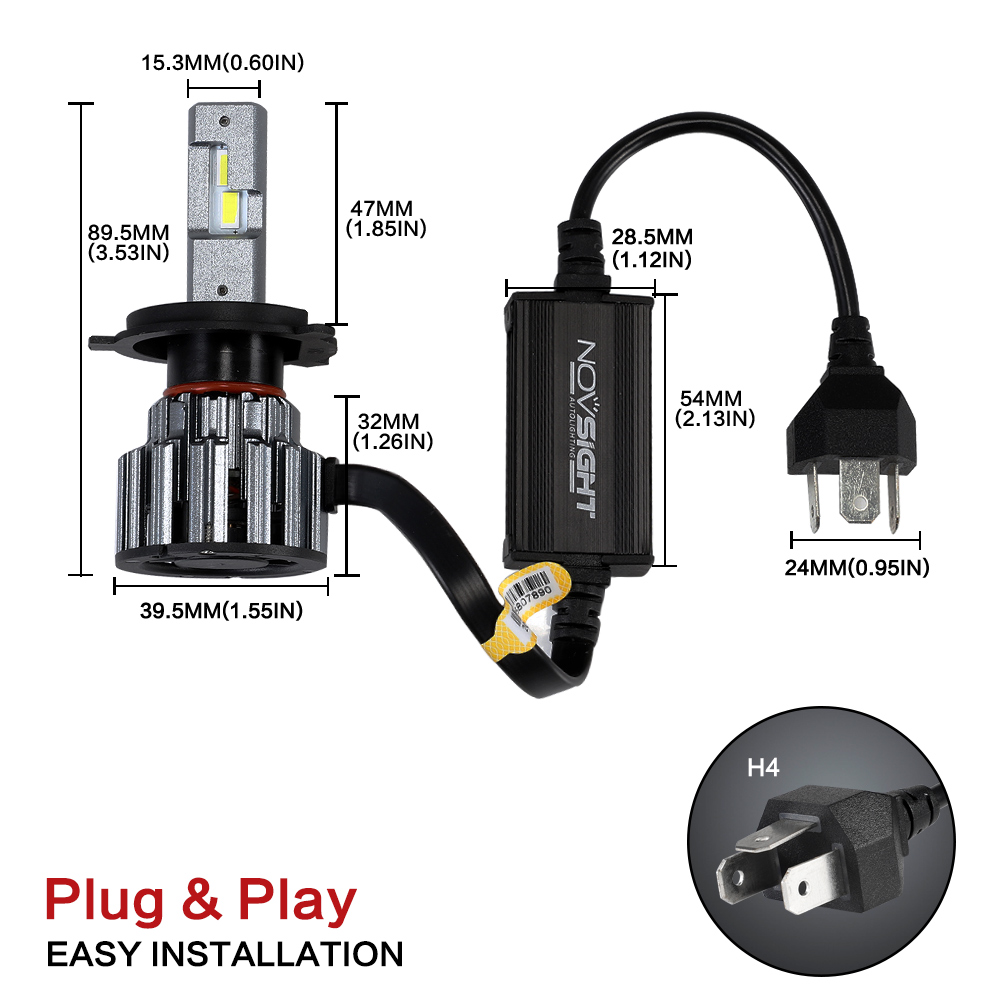 Novsight F03 LED Car Headlight Bulbs 9005 9006 H4 H7 H11 LED Light for High/Low Beam Fog Light ...