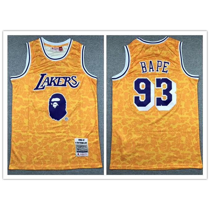 [5 styles]NBA jersey Los Angeles Lakers x BAPE No.93 yellow basketball jersey | Lazada PH