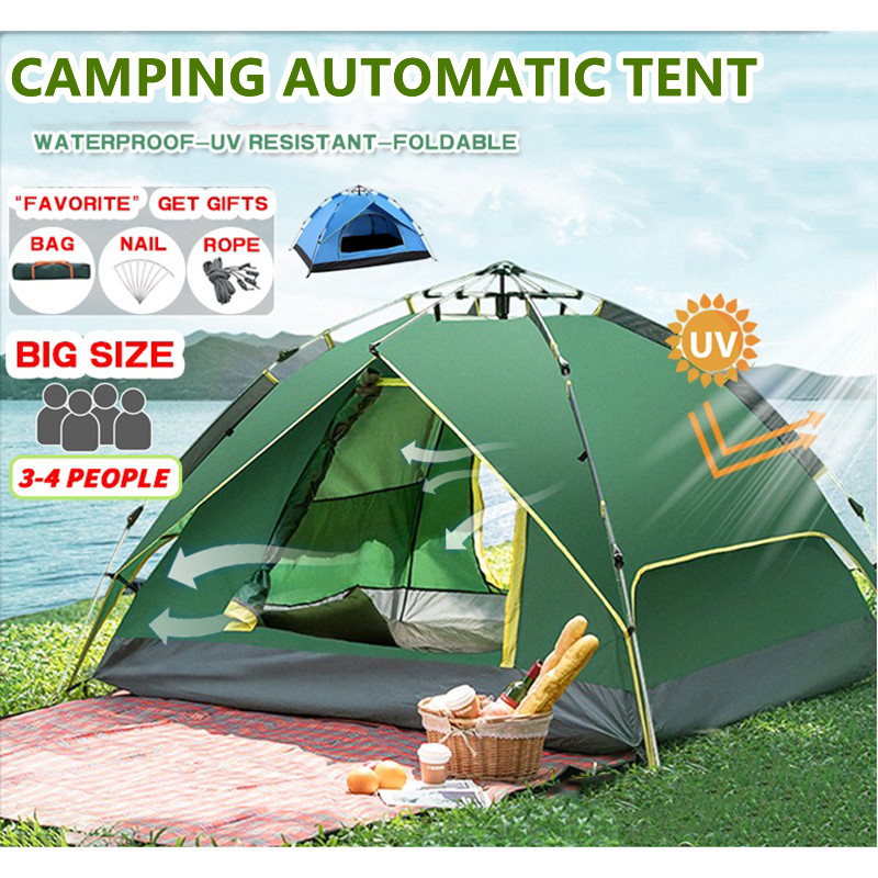 4-person camping tent sun proof and waterproof tent two door double ...