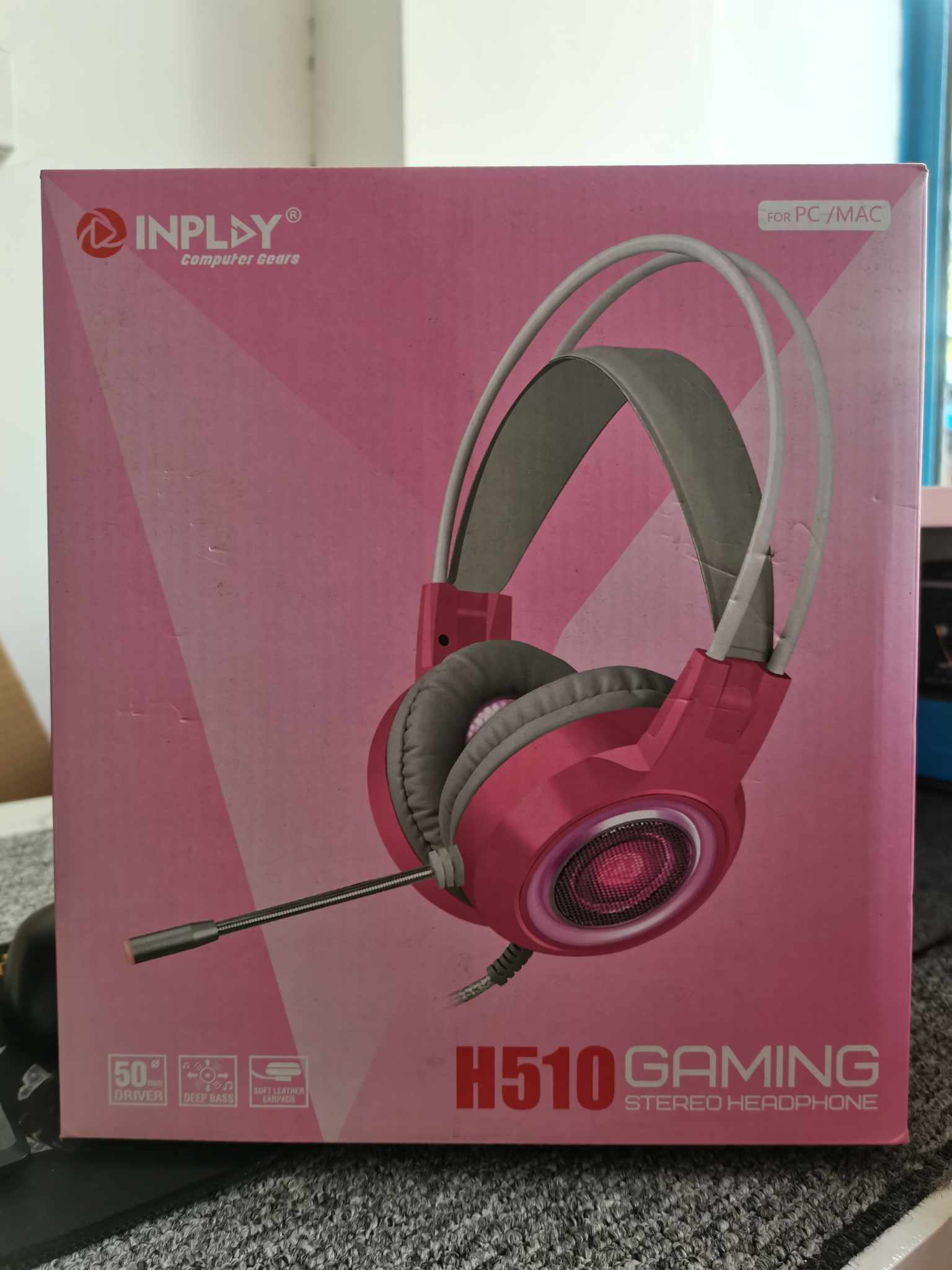 INPLAY H510 PINK, RGB GAMING HEADSET with LED & Mic Heavy Duty Headset ...
