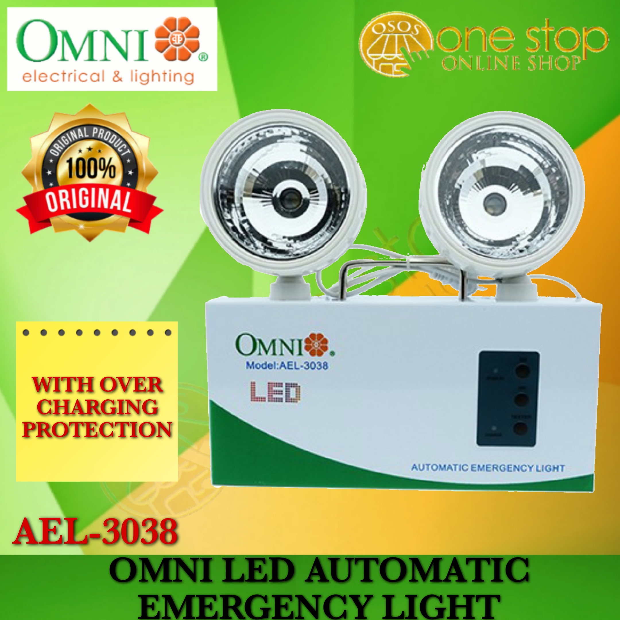 Omni LED Automatic Emergency Light with Overcharging Protection - AEL-3038 AEL3038 •OSOS ...