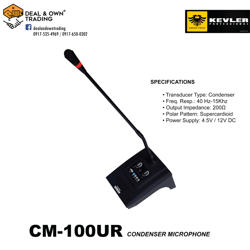 Kevler CM-100UR Paging Microphone with USB & Record Function with Chime ...