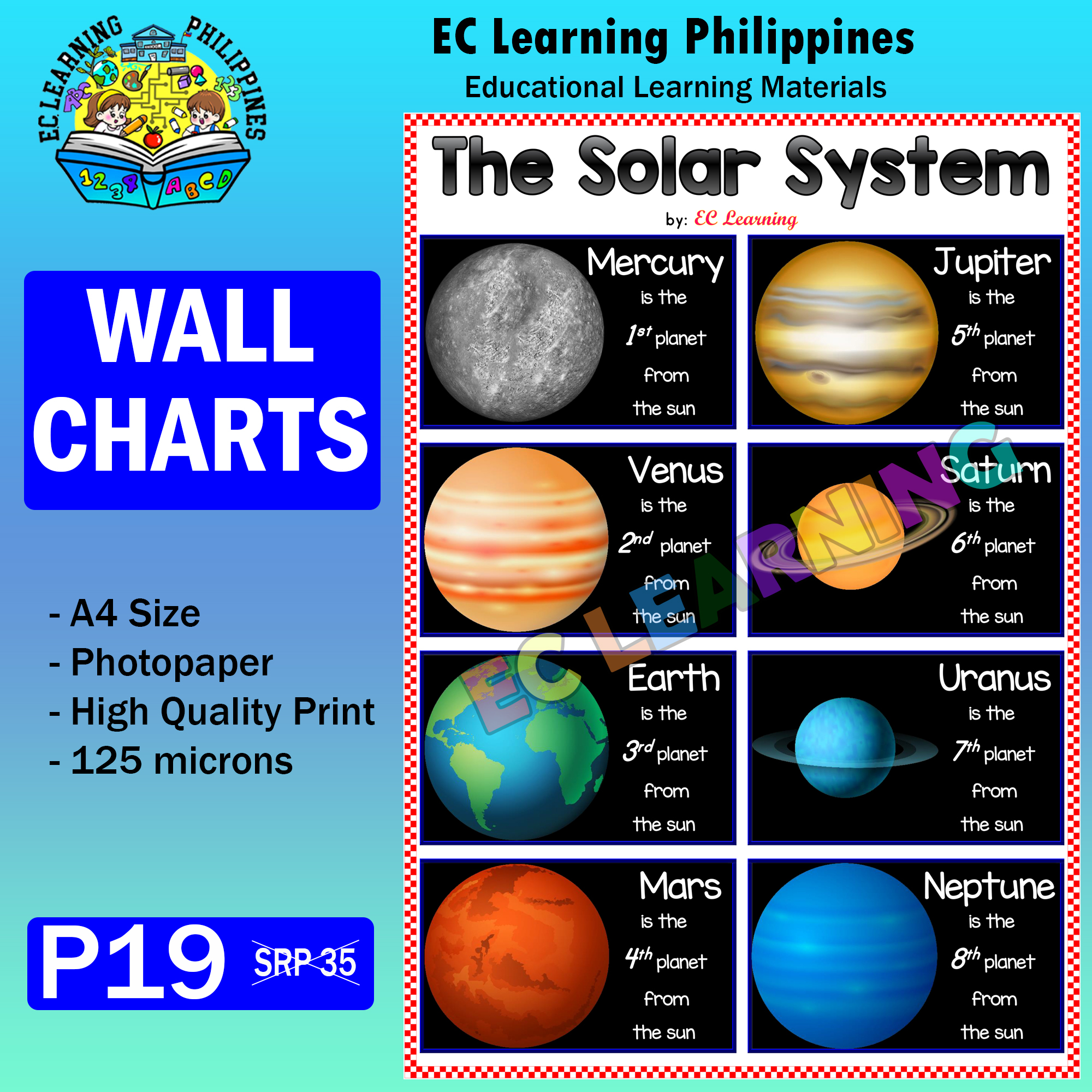 Solar Sytem Chart EDUCATIONAL Laminated Wall Charts for Kids | Lazada PH