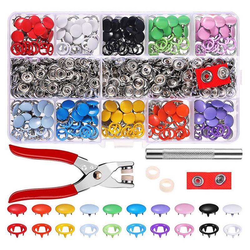 10 Colors Metal Sewing Buttons Hollow Solid Prong Press Studs Snap ...