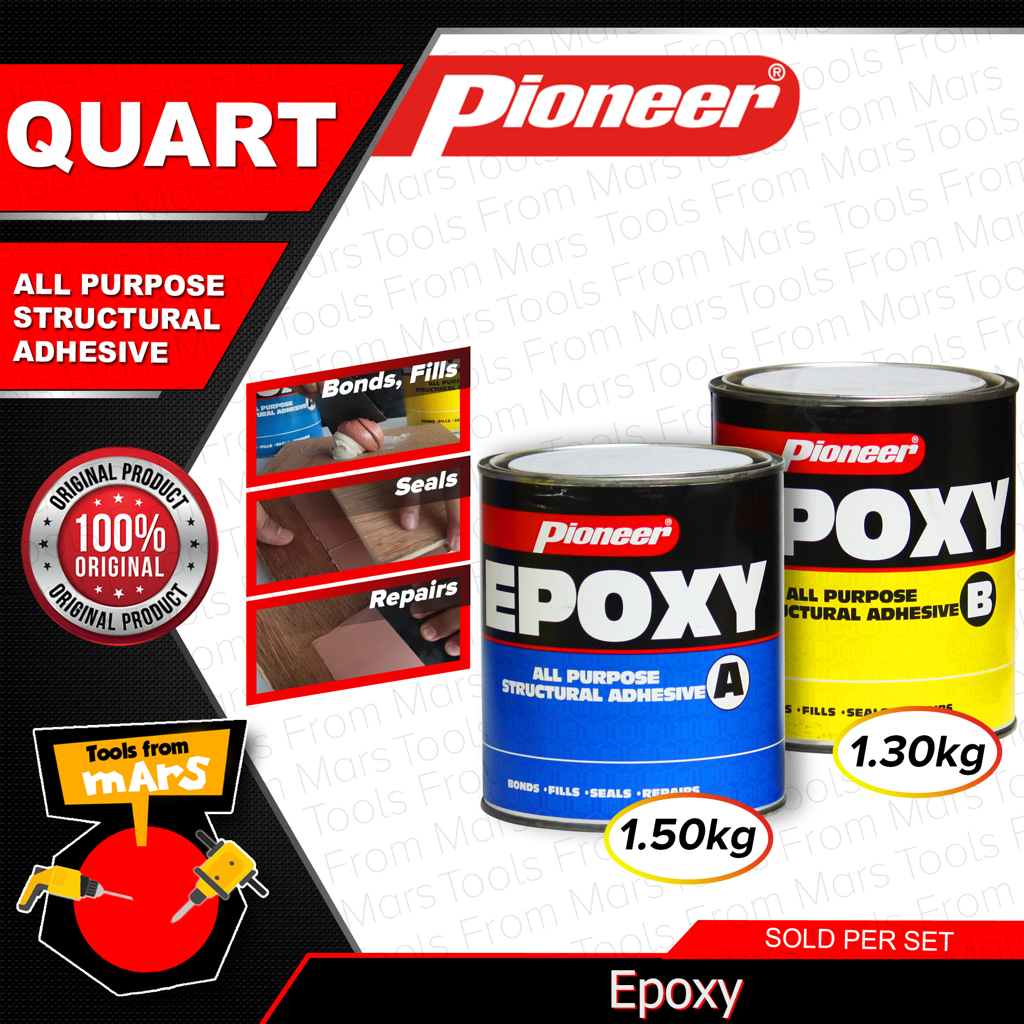 [A&B 2CANS] PIONEER All Purpose Epoxy 1/4 | 1/2 | PINT [SOLD PER SET ...