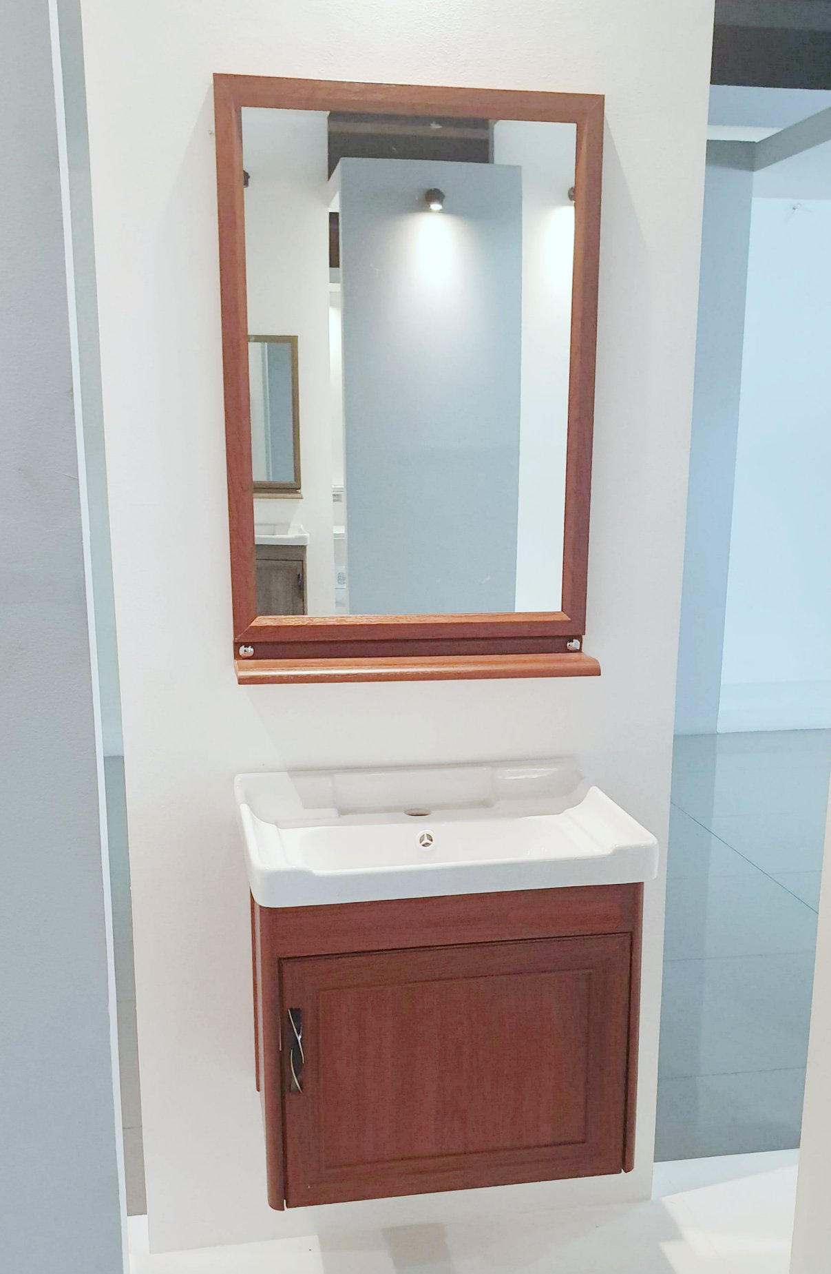 Rust-Resistant Aluminum Bathroom Vanity Cabinet with Mirror and Ceramic ...