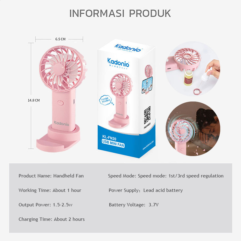 【BUY 2 GET 1 FREE】Kadonio Mini Fan Rechargeable, Handheld Portable ...