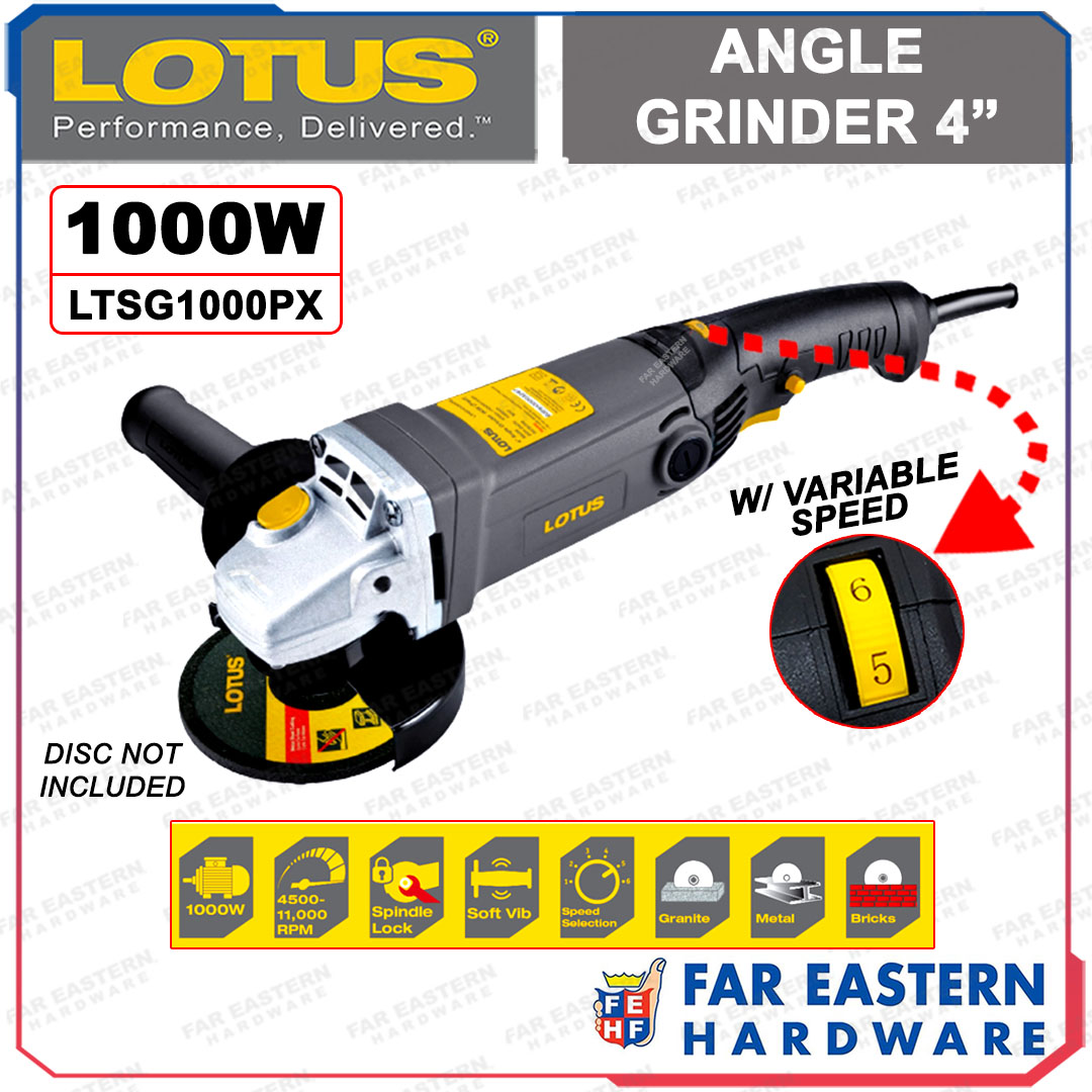LOTUS Angle Grinder 4" 1000W LTSG1000PX with Variable Speed LTPTCD ...