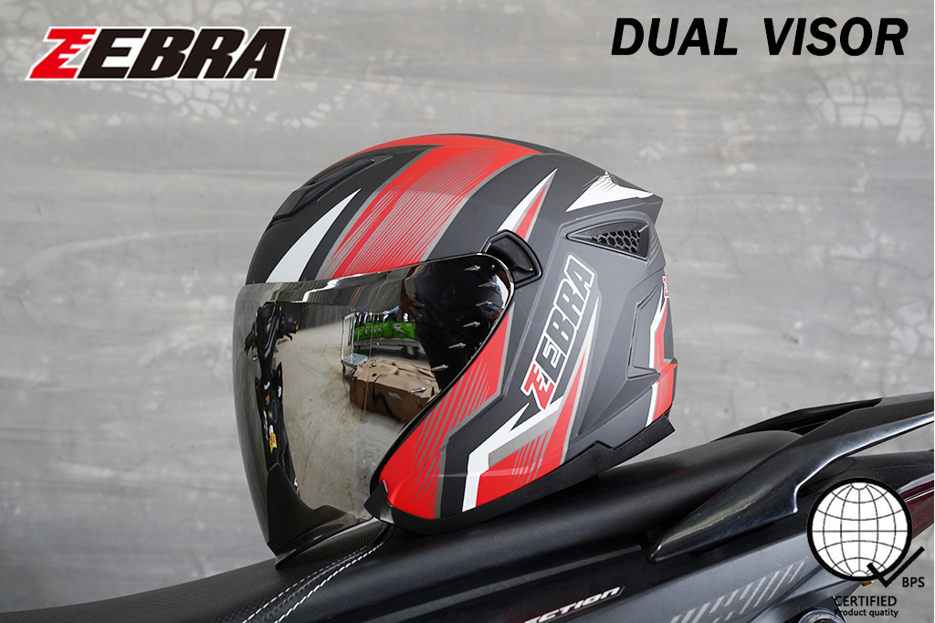 (FREE VISOR)ZEBRA helmet 320 Motorcycle half face helmet with dual ...