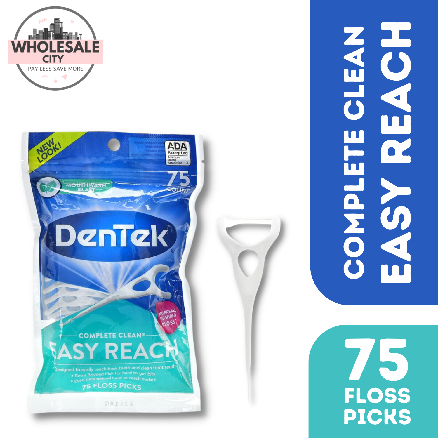DenTek Complete Clean Easy Reach Floss Picks Mouthwash Blast 75 Floss Picks | Lazada PH
