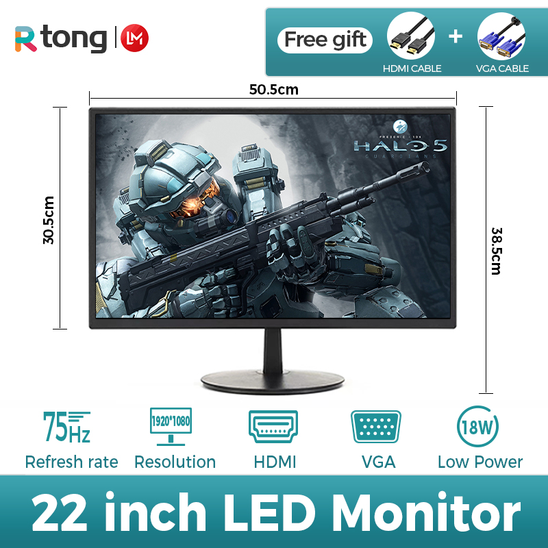 Rtong Monitor Computer IPS FHD 19 22 24 Inch Full HD LED HDMI VGA ...
