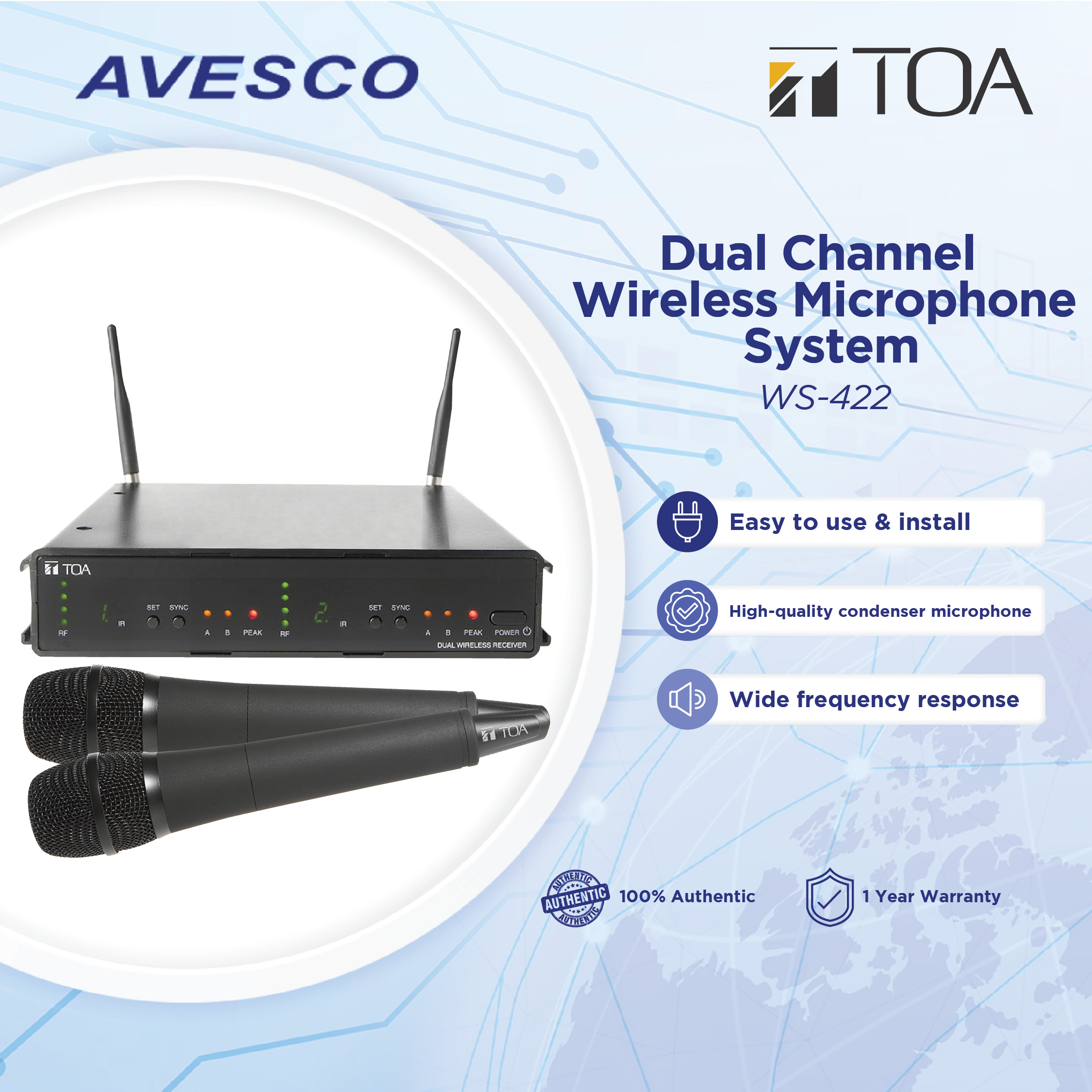 TOA WS-422 Dual Channel Wireless Set | Dual Microphone | Wireless set | Microphone System ...