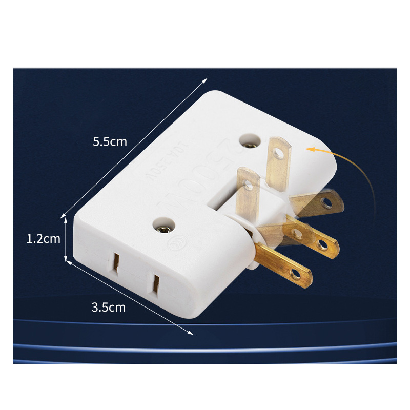 AC Power Adapter 3 in 1 Extension Plug Adapter 180° Rotatable Socket ...