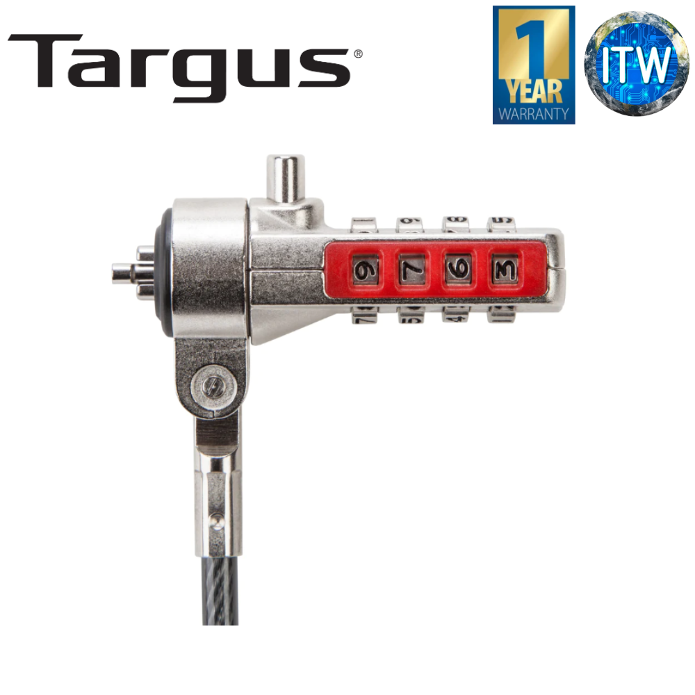 Targus PA410BX Black Defcon T-Lock Resettable Combo Cable Lock (PA410BX ...