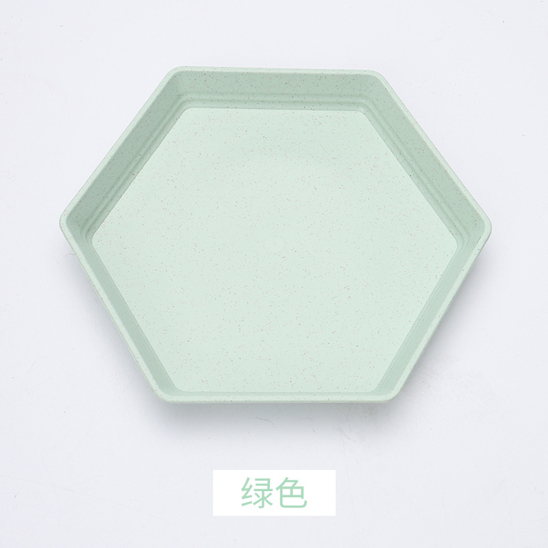 1pc Wheat Straw Square Hexagon Plate Disk Dessert Plate Fruit Plastic ...