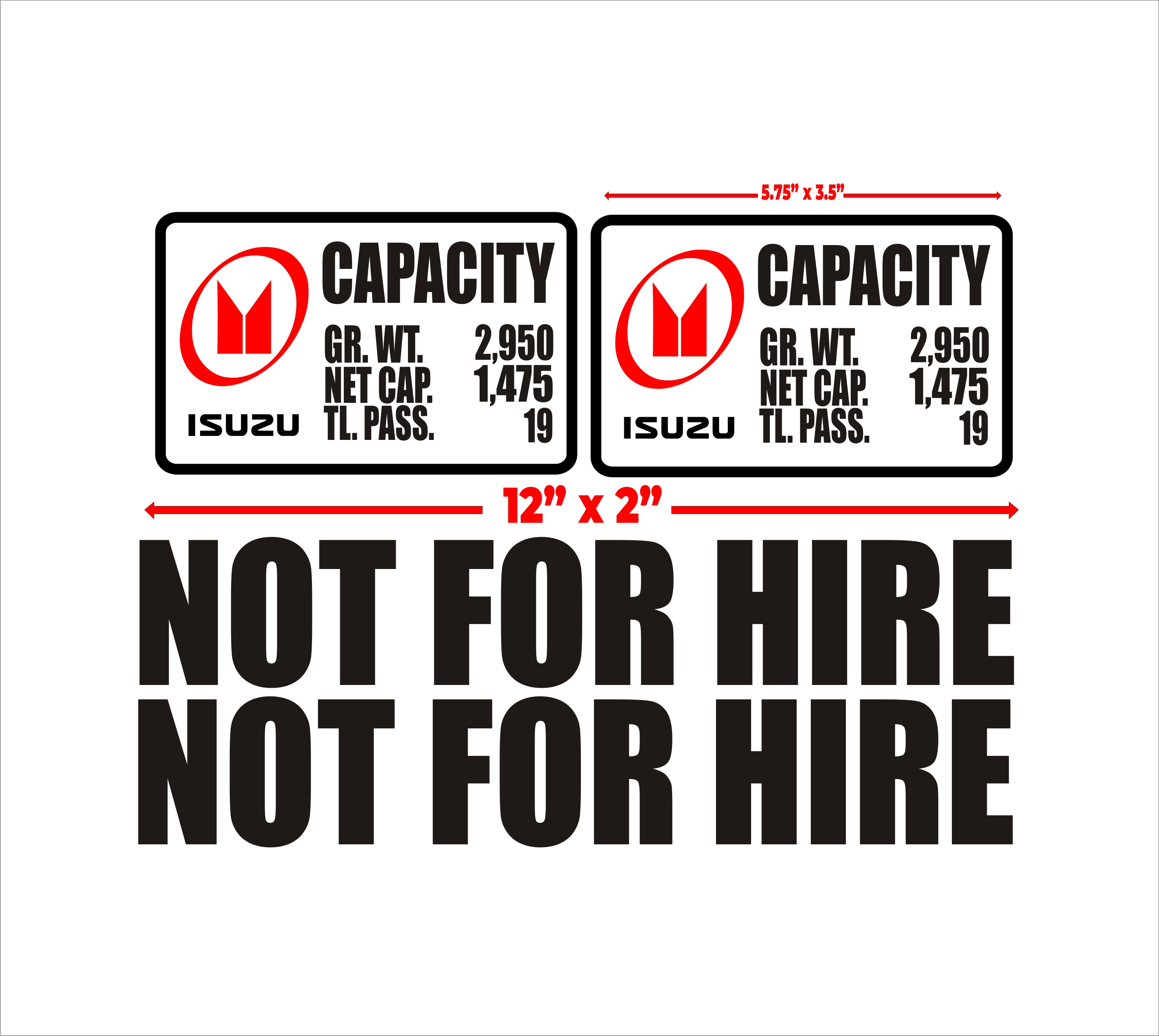 ISUZU TRAVIZ CAPACITY & NOT FOR HIRE STICKER WITH FREE DIESEL INSIDE ...