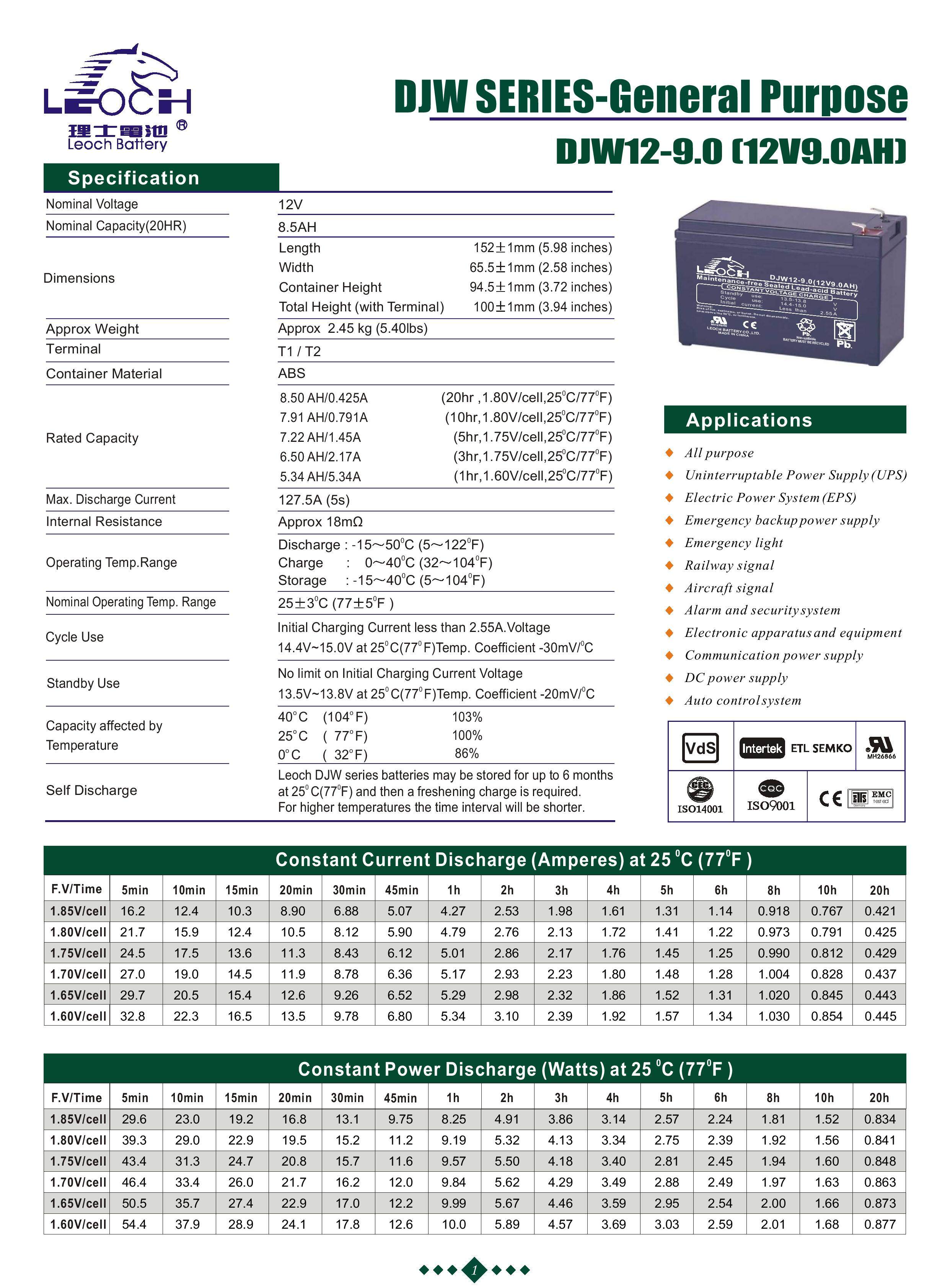 [ORIGINAL] 9AH LEOCH VRLA BATTERY 12VDC Durable Sealed Lead Acid ...