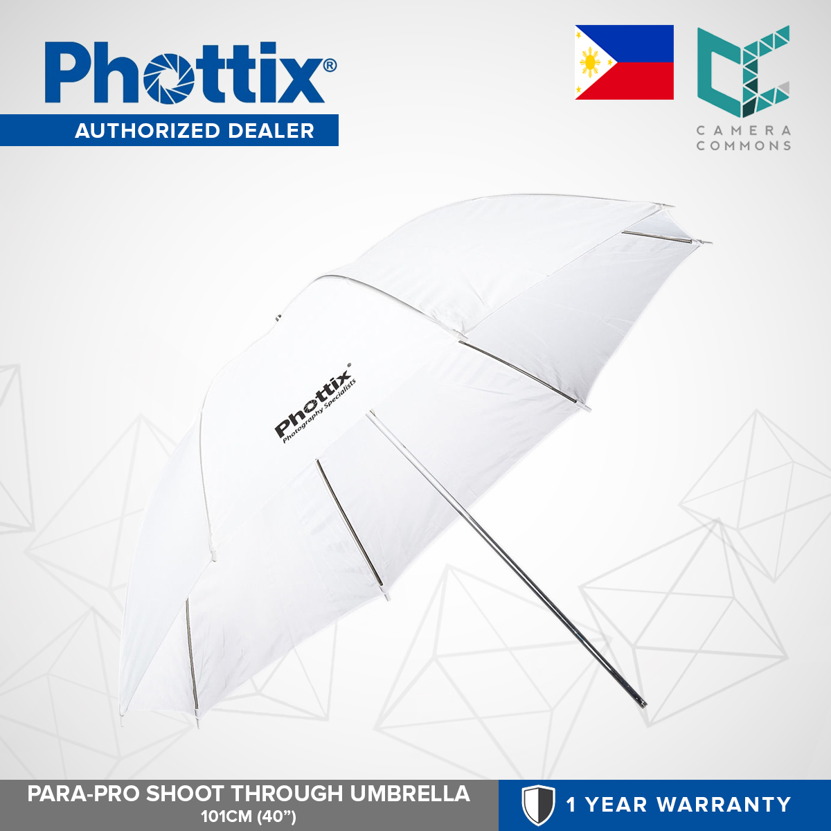 Phottix Para Pro Parabolic Shoot Through Umbrella 101cm 40 Inches ...