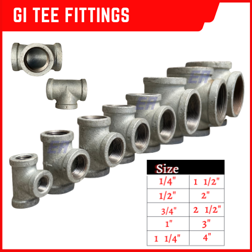MECH TEE GI FITTINGS GALVANIZED IRON (AVAILABLE 1/4, 1/2, 3/4, 1, 1 - 1/4, 1 - 1/2, 2, 2 - 1/2 ...