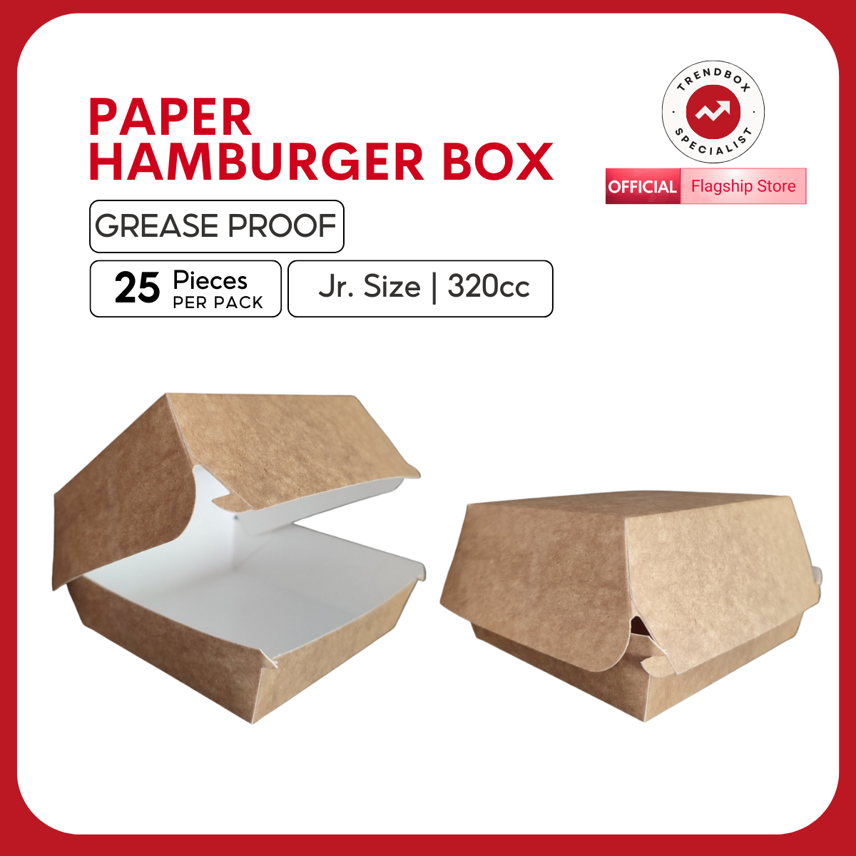 Trendbox Paper Hamburger Box, Clamshell Box, Burger Box, Paper Meal Box ...