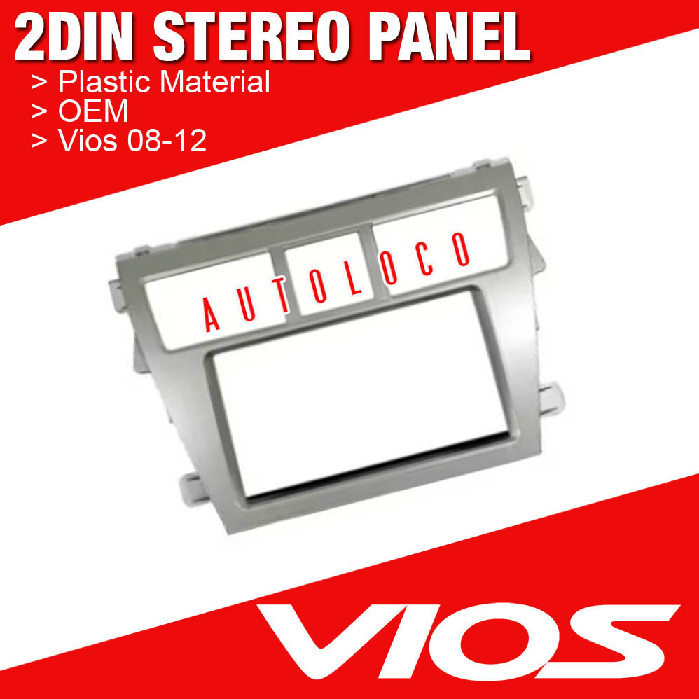 (Silver) 2din Stereo Conversion Panel for Toyota Vios 2008 - 2012 Gen2 ...