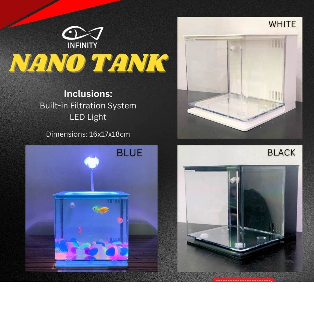 Infinity Nano Tank with built in filtration and light | Lazada PH