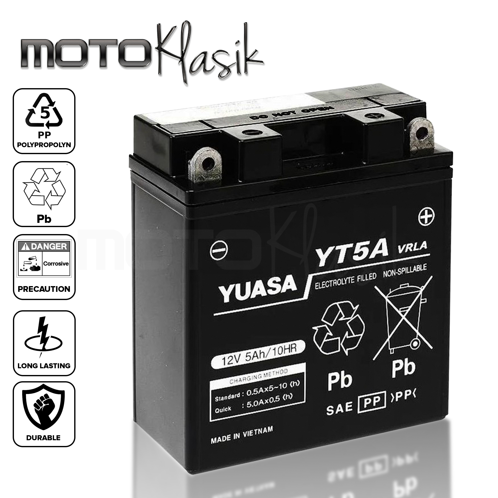 YUASA YT5A BATTERY MOTORCYCLE BATTERIES 12V MADE IN INDONESIA/VIETNAM ...