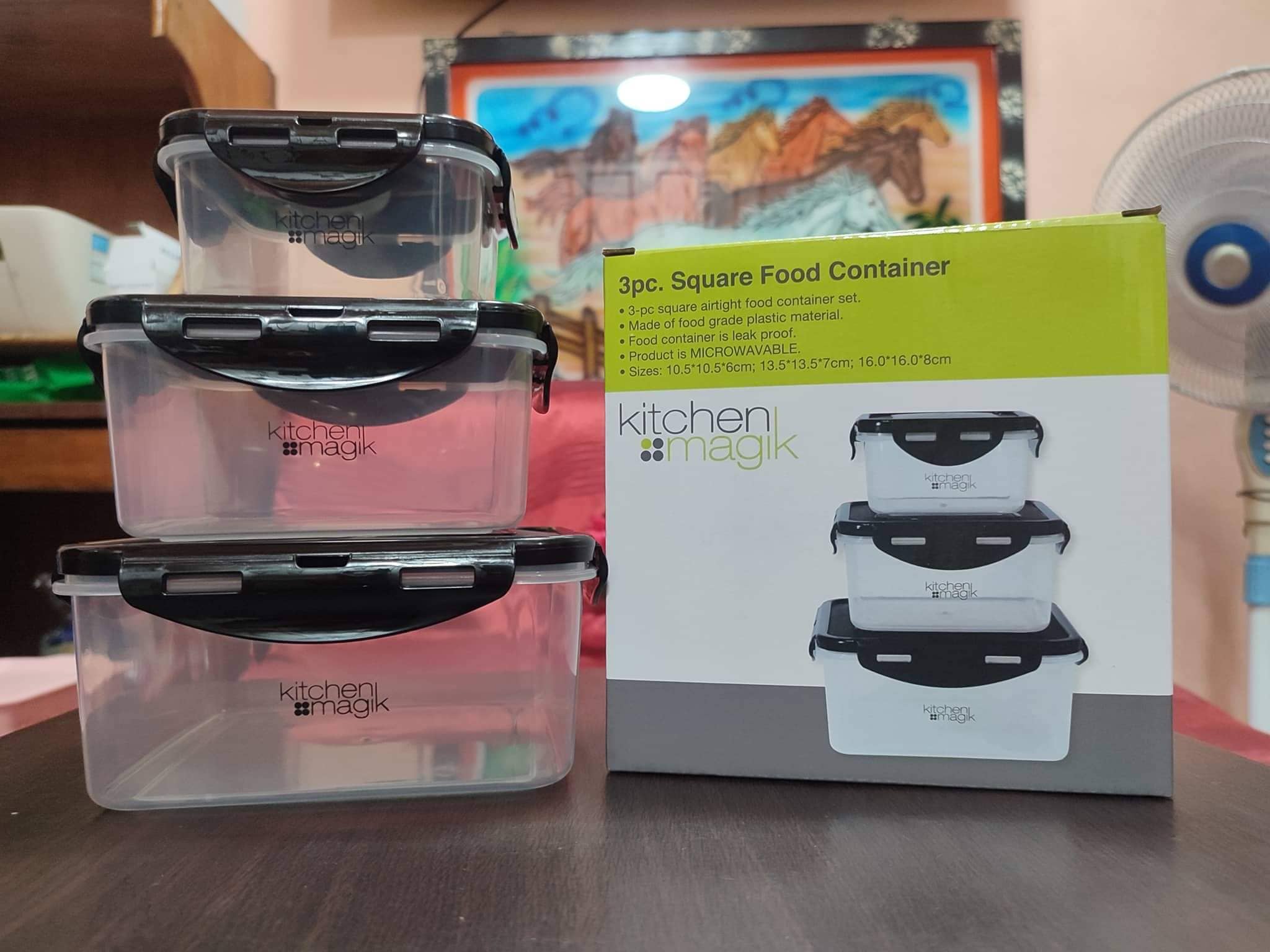 KITCHEN MAGIK 3PC. SQUARE FOOD CONTAINER | Lazada PH