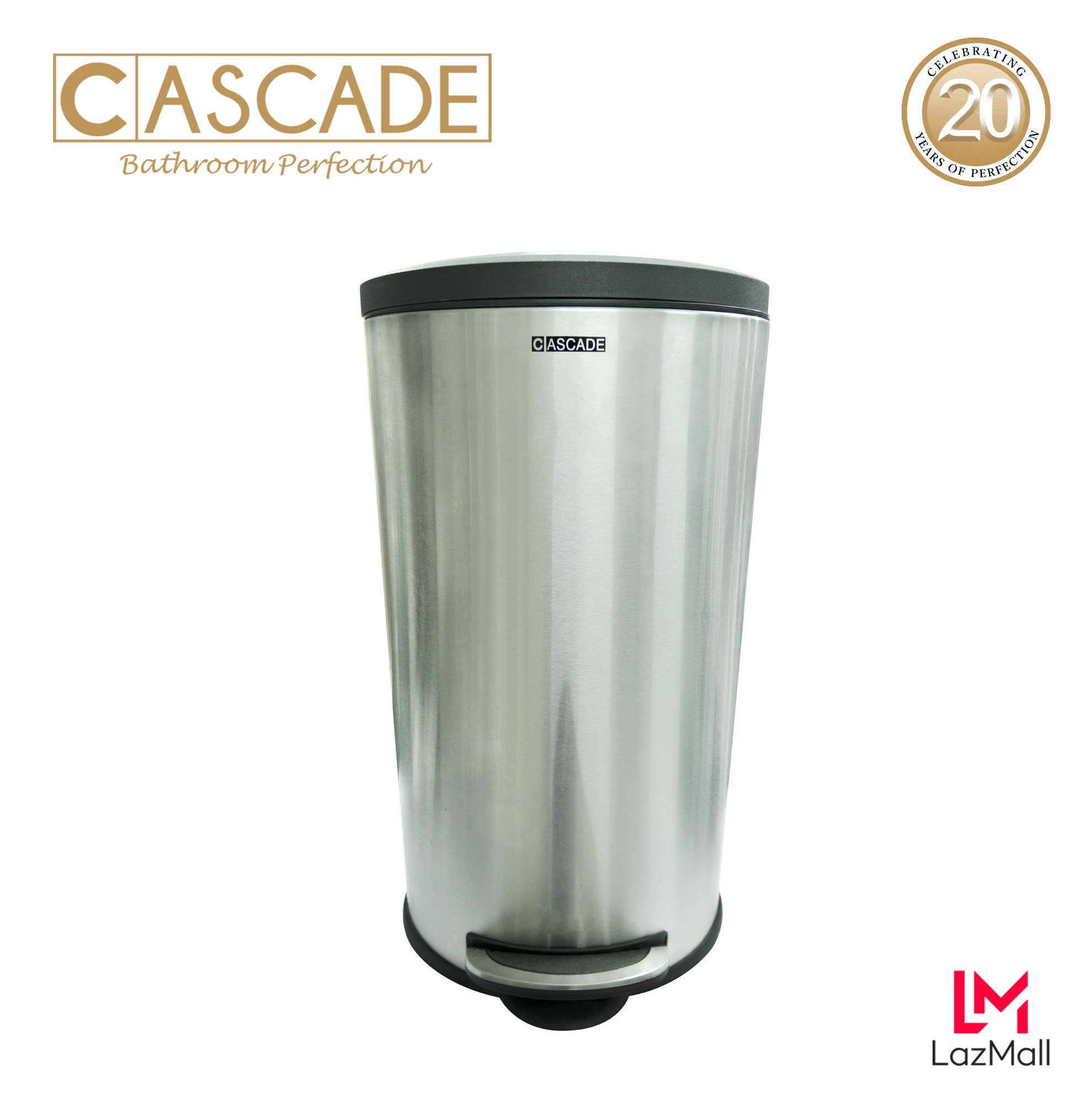Cascade 30 Liter Stainless Steel Oval Step Bin Outer: L 34 cm x W 32 cm ...