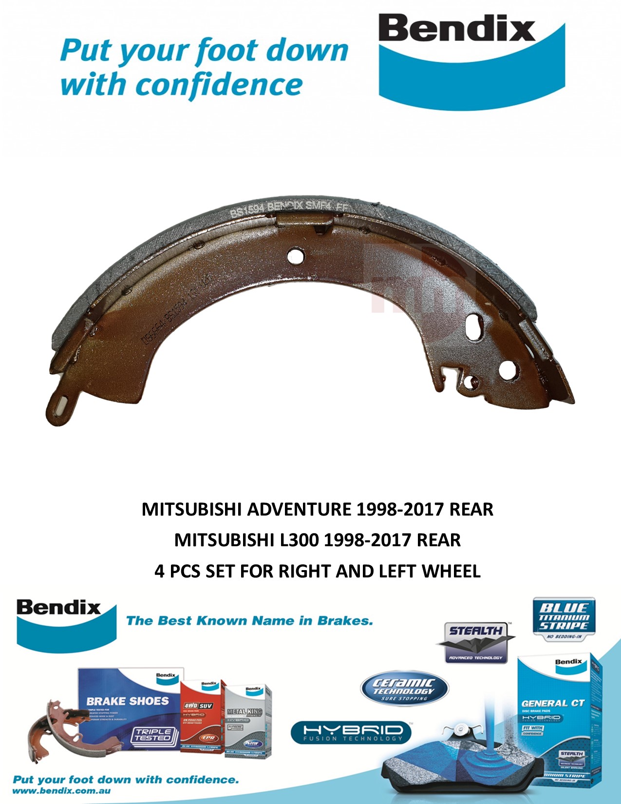 BENDIX BRAKE SHOE for MITSUBISHI ADVENTURE 1998-2017 / MITSUBISHI L300 ...