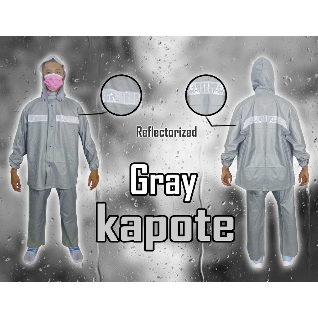 KAPOTE GREEN AND GRAY work rain suit adjusting rope big pockets rubber ...