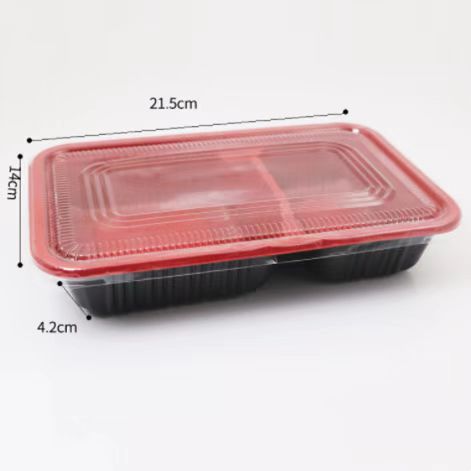 【100pcs】Disposable bento box / food storage with clear lid (3 DIVISIONS ...