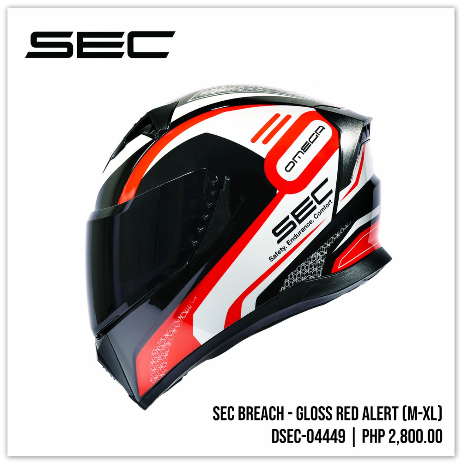 SEC Breach Gloss Black/Red Full Face Helmet | Lazada PH
