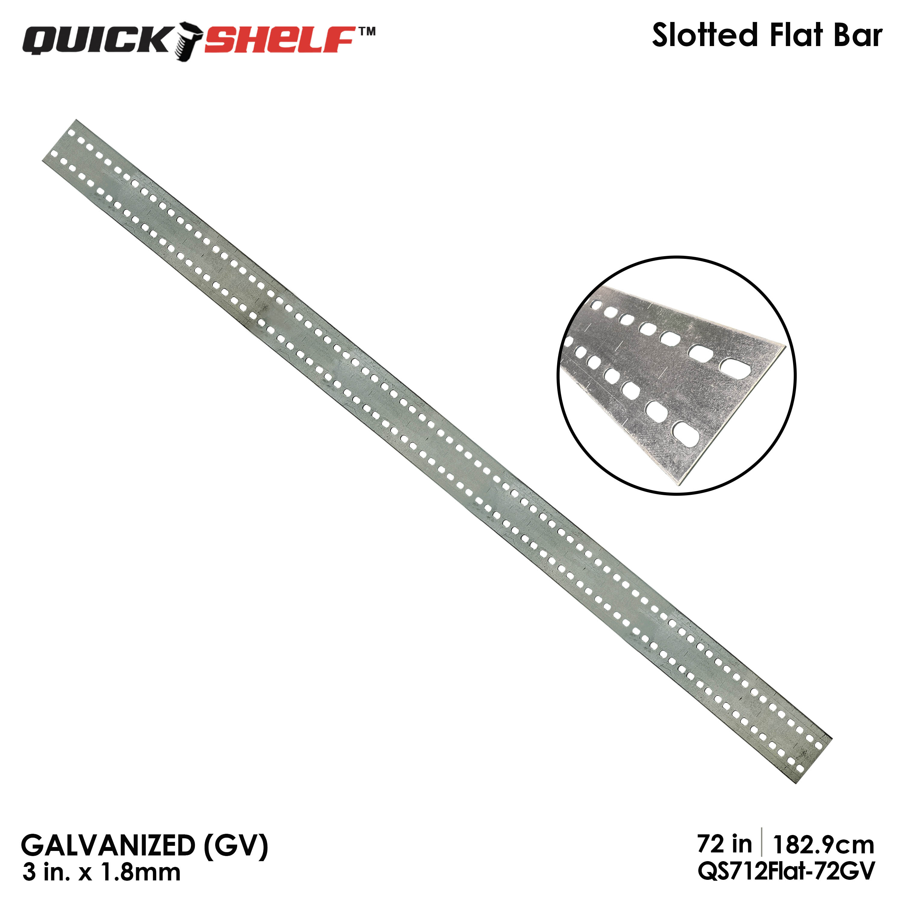 QS DIY Slotted FLAT Bar 3-in x1.8mm QS712Flat Heavy-Duty Structural ...