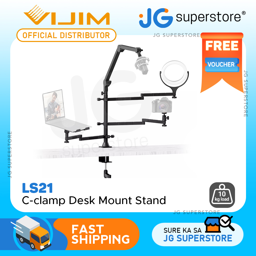 Vijim by Ulanzi LS21 C-clamp Desk Mount Stand with 1/4" Screw and 10kg Capacity Multifunction ...