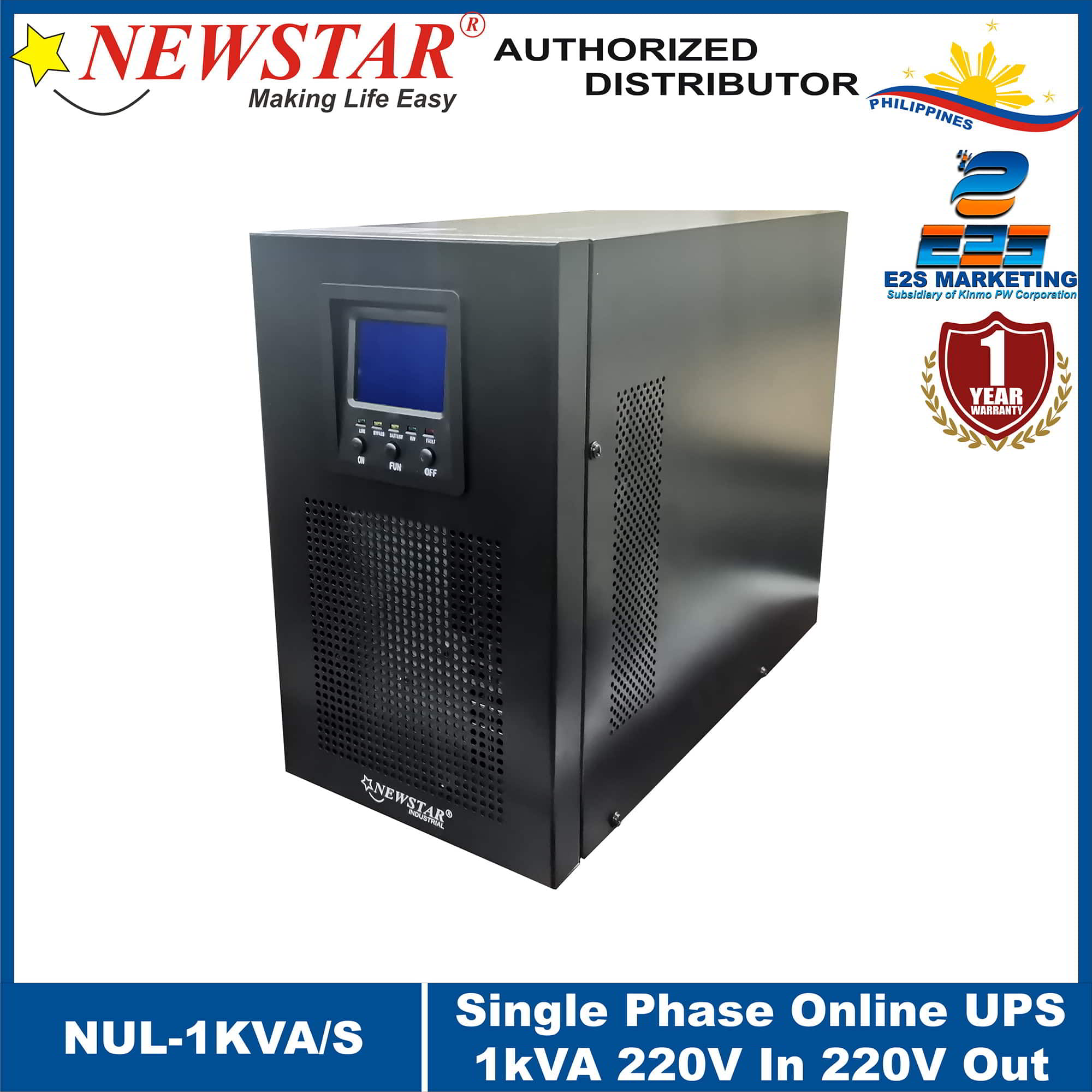 Newstar UPS NUL-1KVA/S ONE (1) Online Uninterrupted Power Supply 1KVA ...
