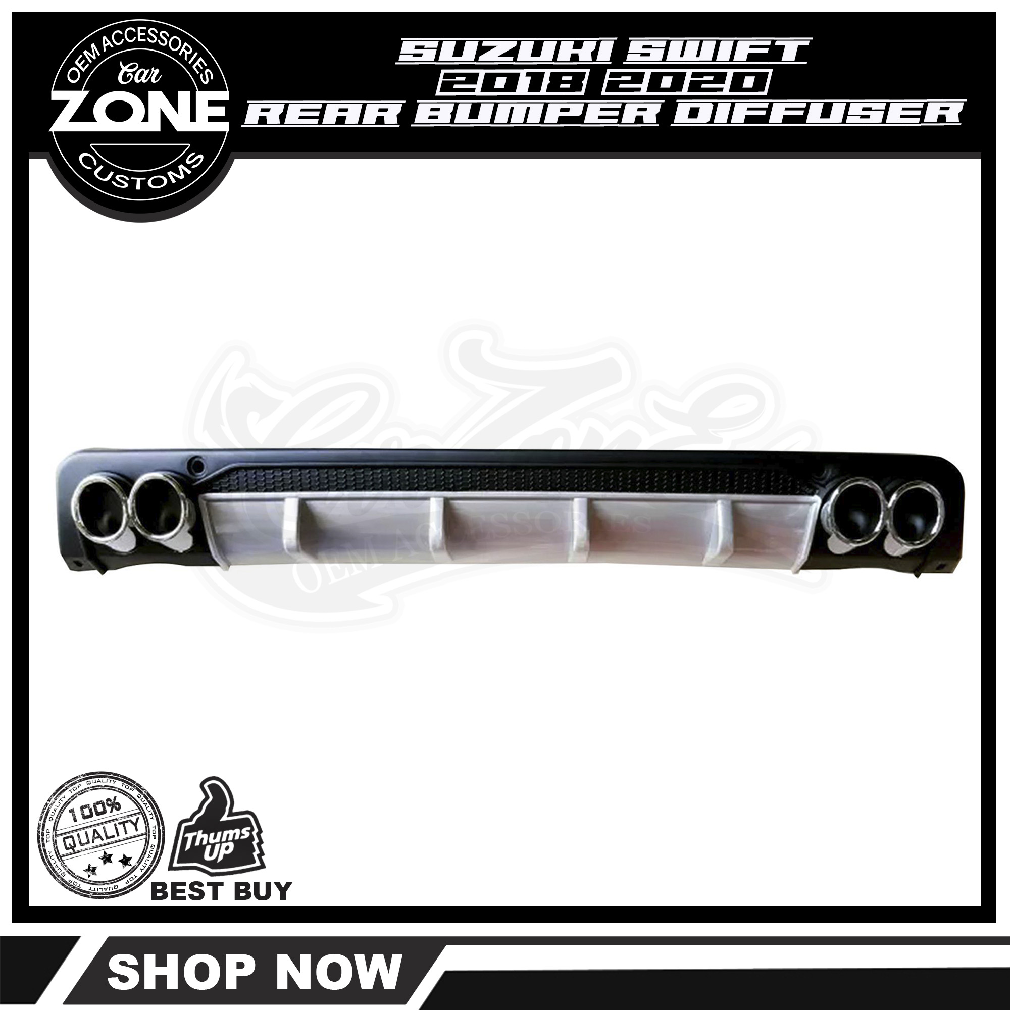 Suzuki Swift 2018-2020 Rear Bumper Diffuser (Matte Black/Silver ...