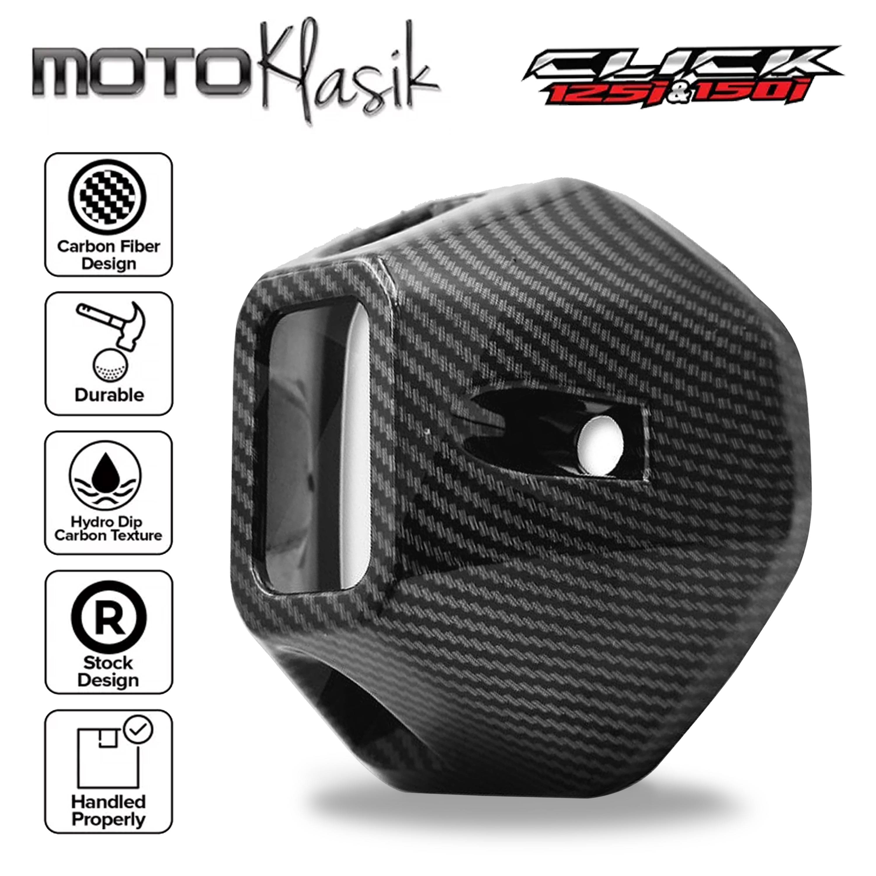 CLICK 125i/150i MUFFLER TIP COVER GLOSSY CARBON / EXHAUST TIP GARNISH ...