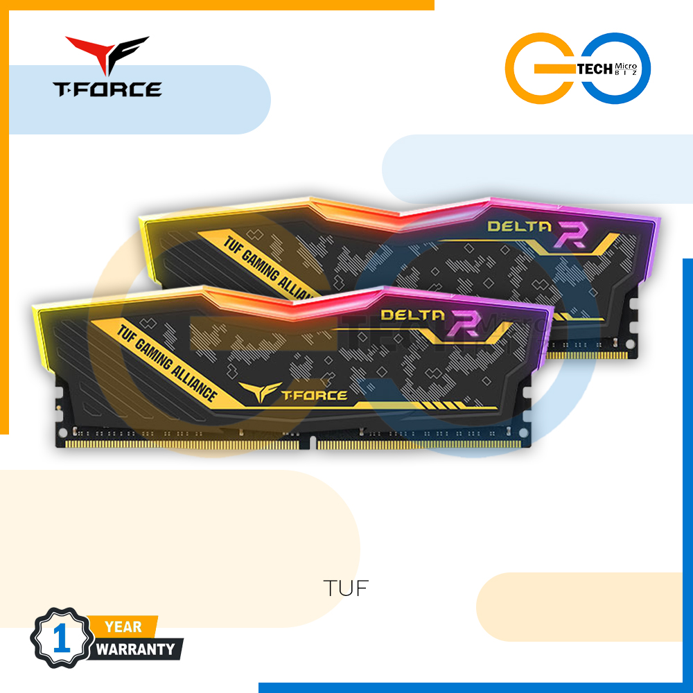 Teamgroup T-force Delta 8Gb 16Gb 32Gb 3200Mhz / 3600Mhz Black White Tuf ...