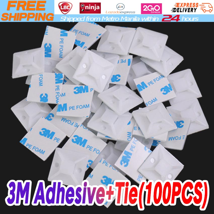 【Local Warehouse】100 PCS/Set White Cable Base Mounts 20mm Self Adhesive ...