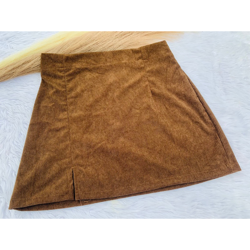 Corduroy Women's Mini Skirt Slit Palda Casual wear Small-Plussize ...