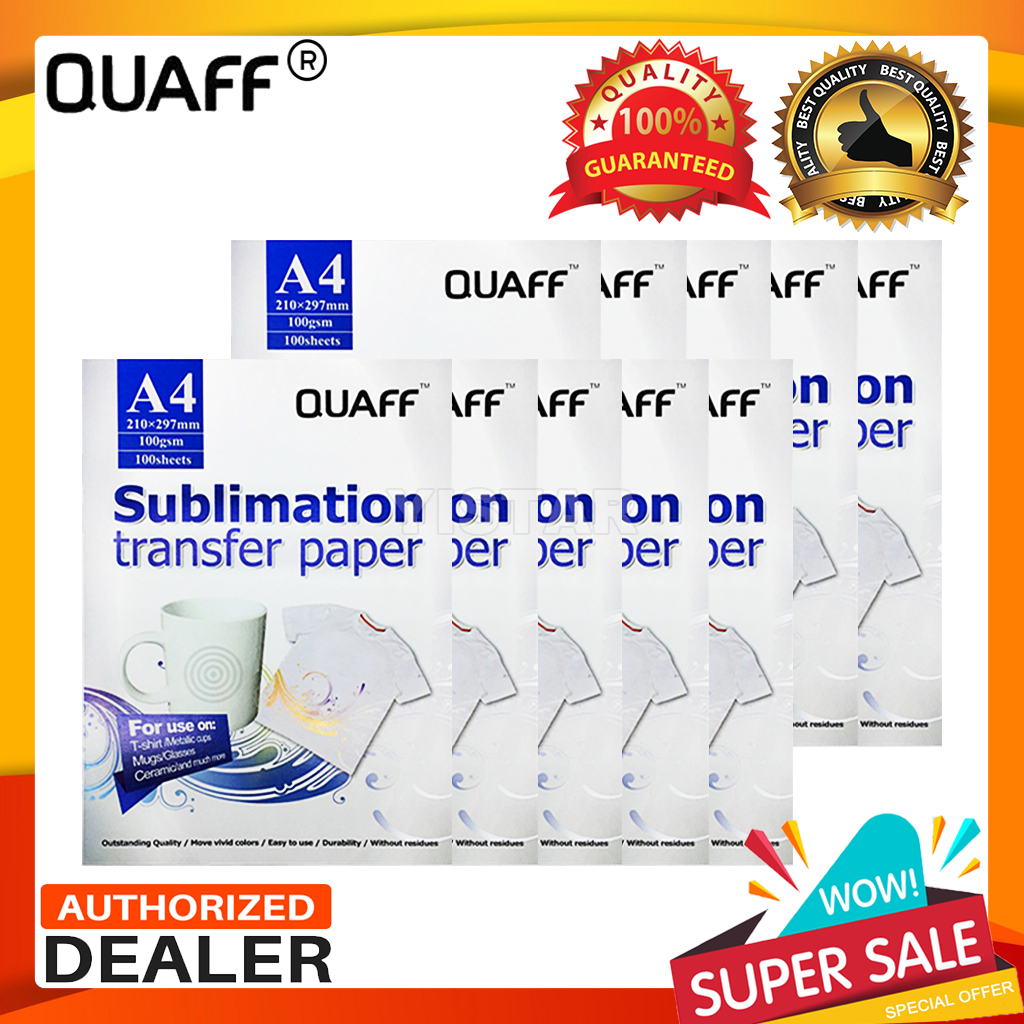 BUNDLE SAVE Quaff Sublimation Transfer Paper Size: A4 100sheets T-shirt ...