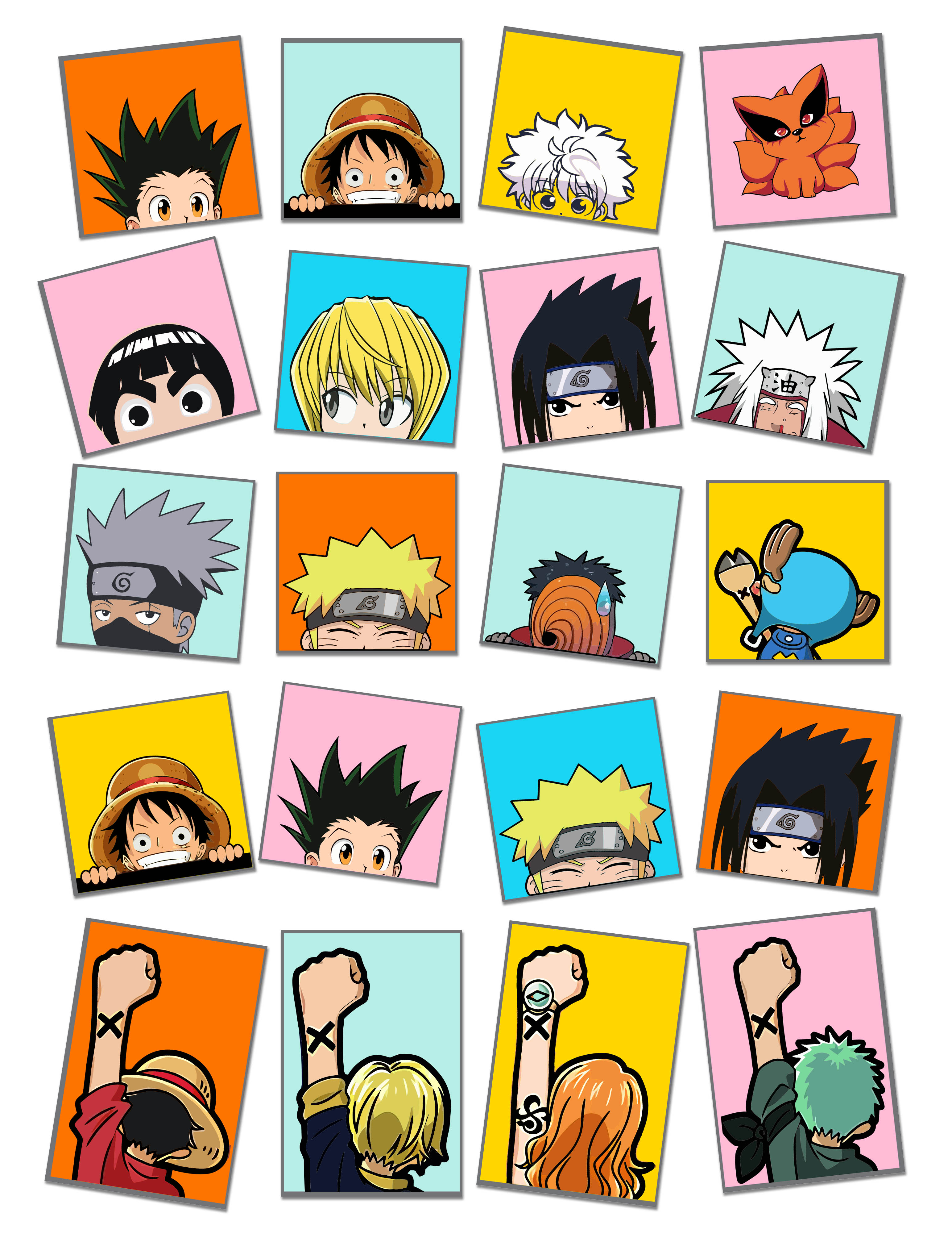 20 pcs Colorful One Piece Manga Fridge Ref Magnet (all 16 unique design ...