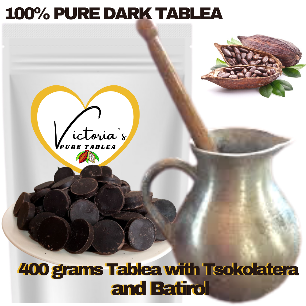 400 grams Pure Tablea made from 100% Cacao with Small Tsokolatera Pot ...