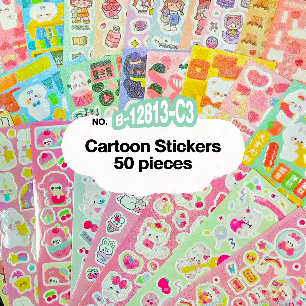 20/100PCS Korean Cute Waterproof Sticker Set Transparent Stationary ...