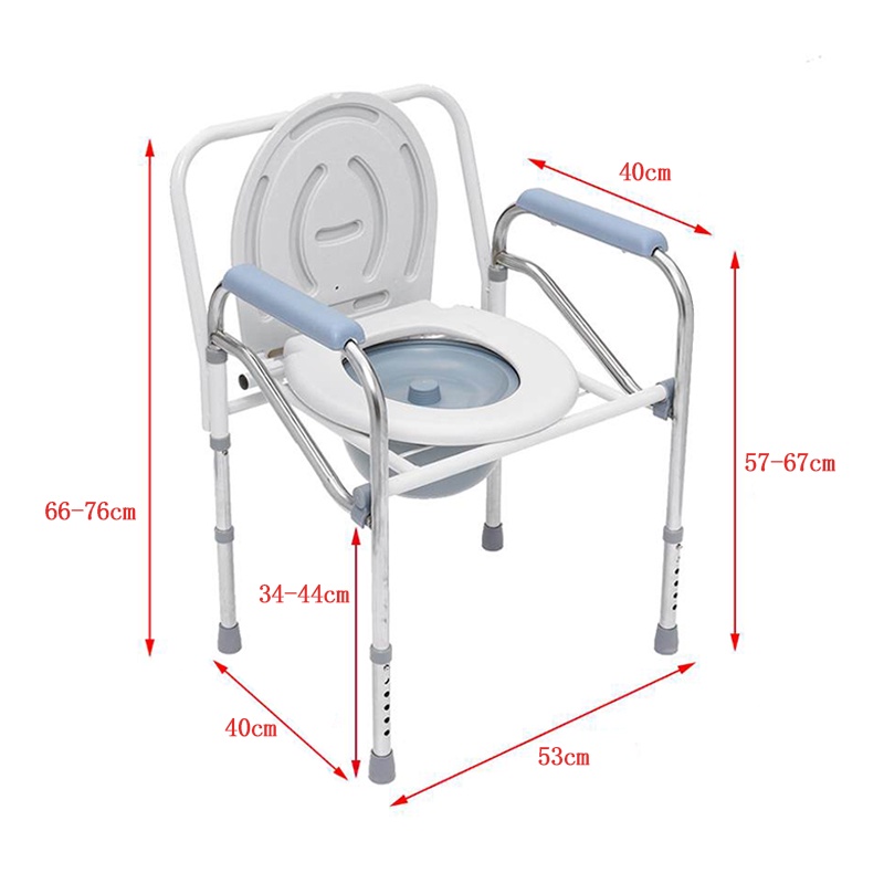 Folding Bedside Commode Chair Toilet for Adult Elderly Height ...