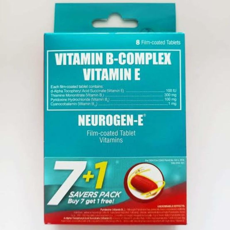 NEUROGEN-E (Vitamin B-Complex Vitamin E) 7 1 tablets per pack EXP APRIL 2023 | Lazada PH