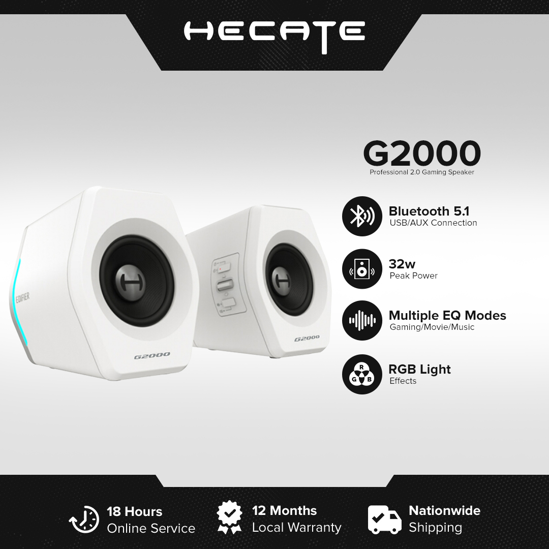 Hecate G2000 - 2.0 Gaming Speakers with USB Soundcard LED & Powerful ...